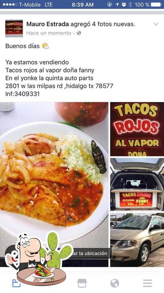 Menu at Doña Fanny Taqueria restaurant, Hidalgo
