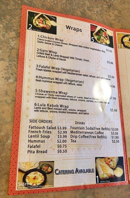 Menu at Med Wraps Café restaurant, Fresno