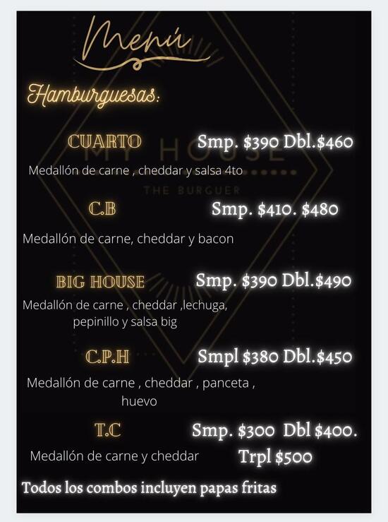 Menu at My HoUse restaurant, Merlo