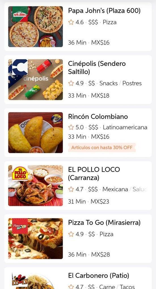 Menu at Rincón Colombiano restaurant, Saltillo, Plaza casa grande