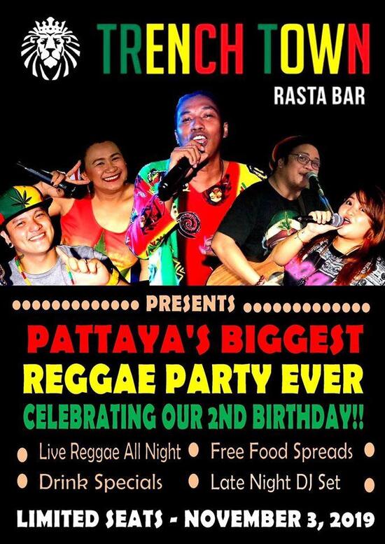 Menu at Trench Town Rasta Bar - Soi Buakhao, Pattaya City