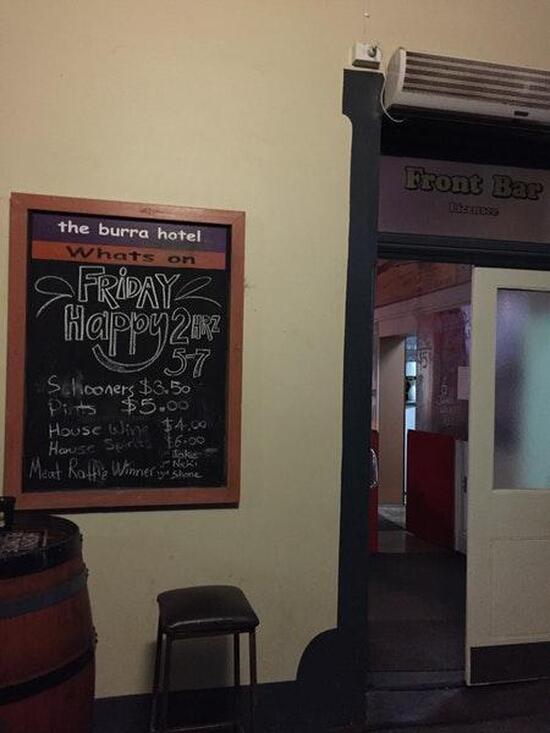 Menu at Burra Hotel restaurant, Burra