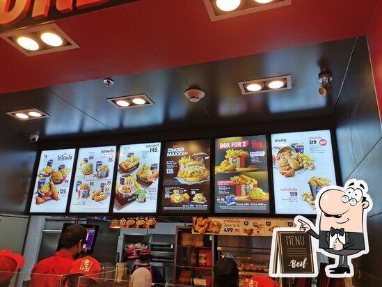Menu at KFC Sun Tower restaurant, Bangkok