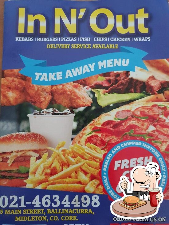Menu at In and out fast food, Midleton