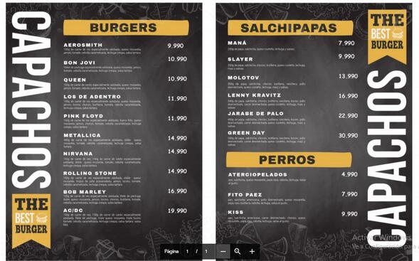 Menu at Restaurante Capachos hamburgueseria, Valledupar