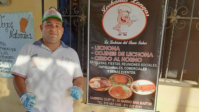 Menu at Lechoneria Longas restaurant, Colombia