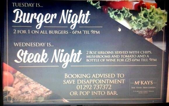 Menu at McKays pub & bar, Troon