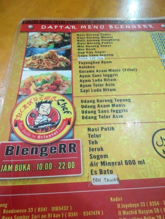 Menu at BLENGER Chinese.Foods restaurant, Madiun