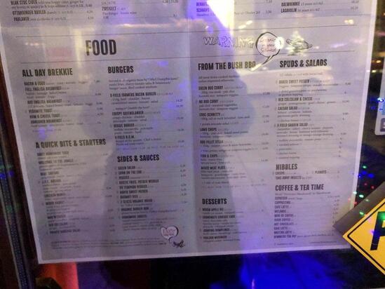Menu at Crossfield's Australian Pub, Vienna