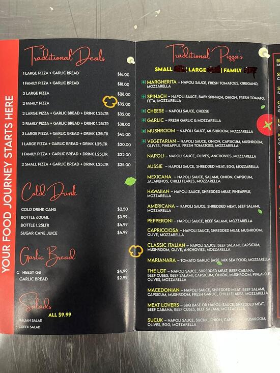 Menu at Pizza Club Tarneit, Tarneit