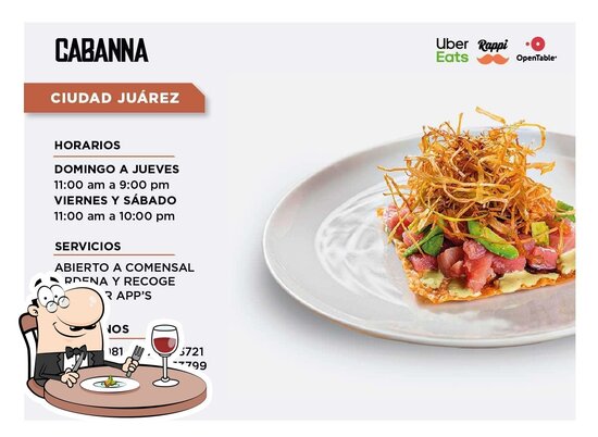 Menu at Cabanna restaurant, Ciudad Juarez