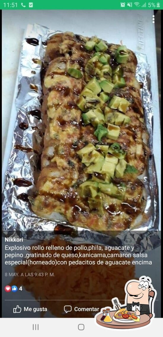 Menu at Nikkori sushi restaurant, Culiacán