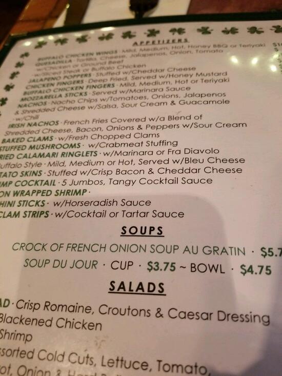 Menu at Connolly Station pub & bar, Malverne
