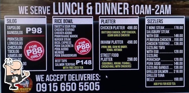 Menu at Two Botts Resto Bar, Biñan