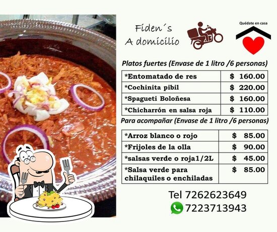 Carta de Restaurante Fiden's, Valle de Bravo