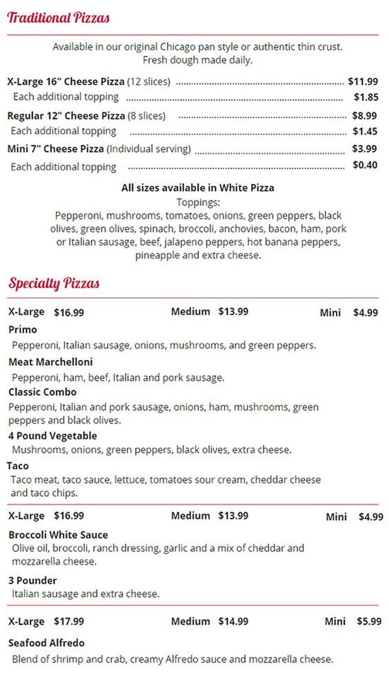 Menu at Pizzas By Marchelloni - W Middlesex pizzeria, West Middlesex, 9 ...