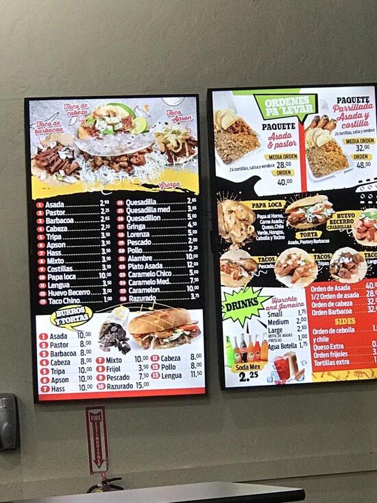 Menu at Tacos Apson restaurant, Tucson, N Thornydale Rd #121