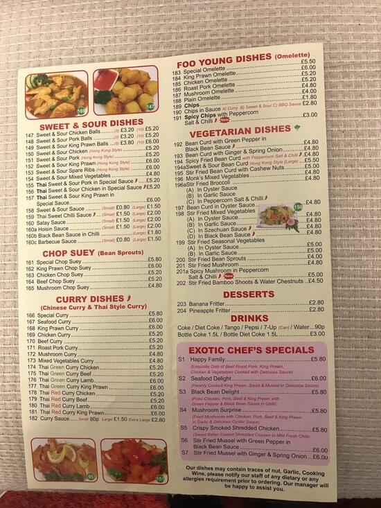 Menu at Wing Hing fast food, London, 109 Whetstone Rd