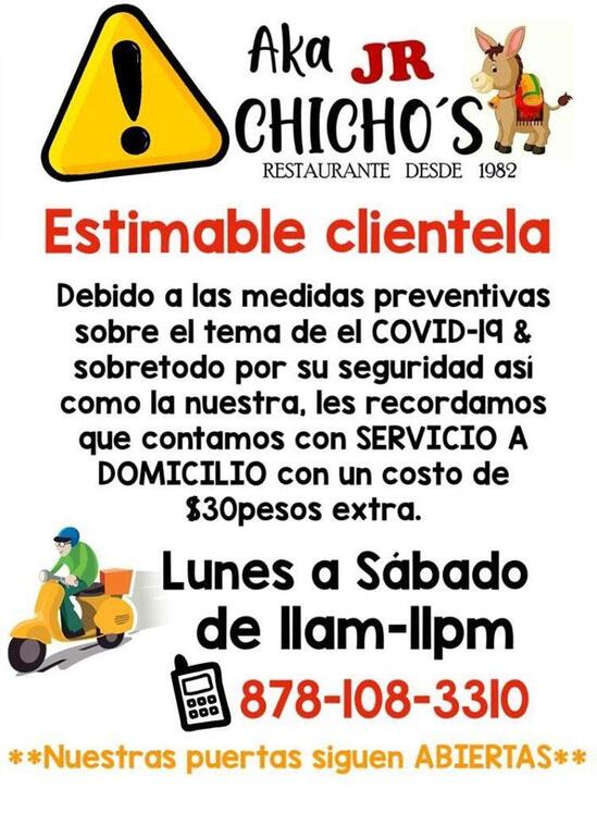 Carta del restaurante Aka Chichos, Piedras Negras, Niños Heroes 407