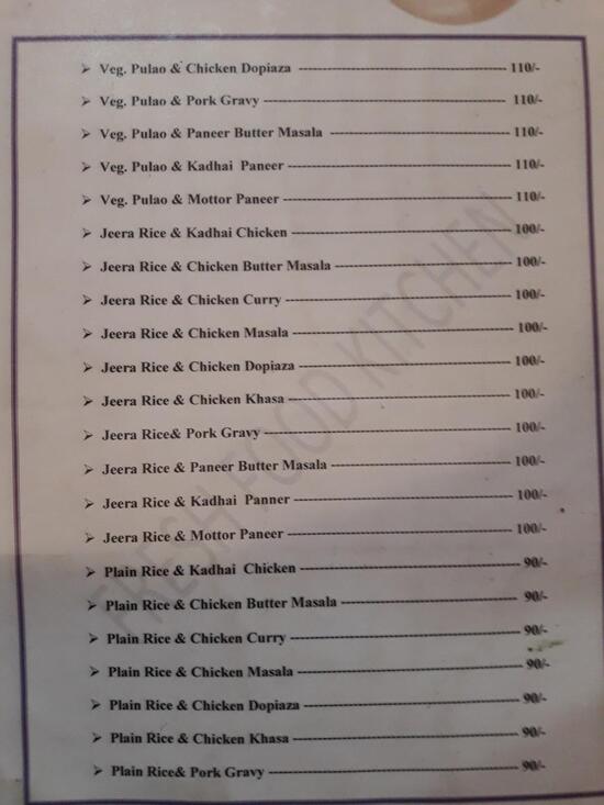 Menu at FRESH FOOD KITCHEN, Guwahati