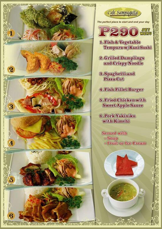 Menu at Cafe Sampaguita, Pasay