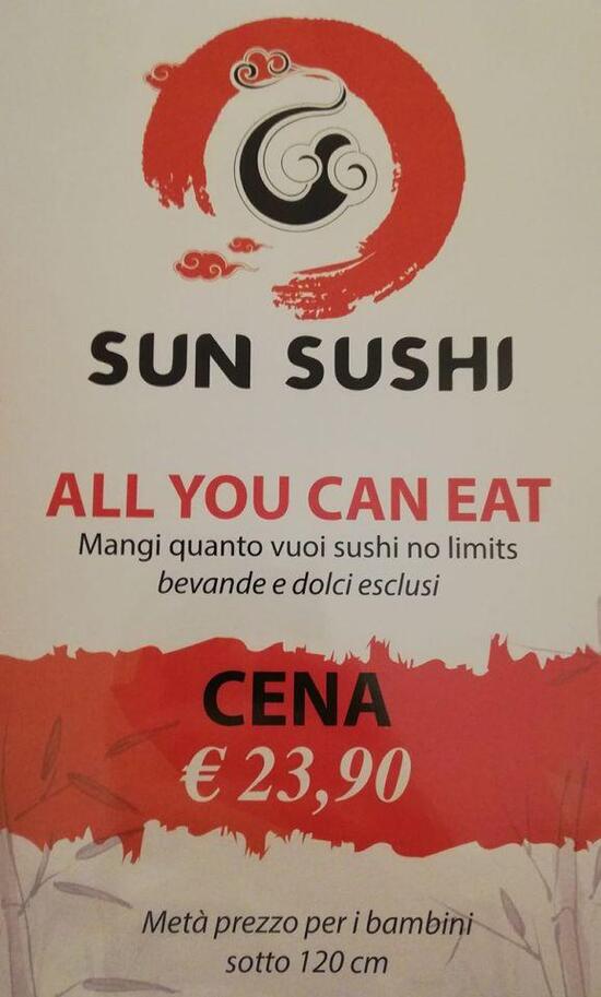 Menu at Sun sushi restaurant, Sciacca, Piazza Carmine