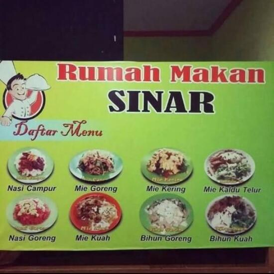 Menu at RM Sinar restaurant, South Benteng