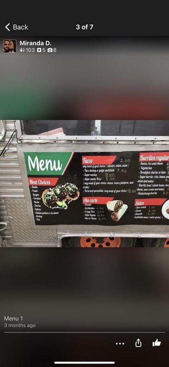 Menu at Fellos Mexican and Seafood, Stockton