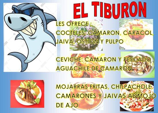Menu at EL TIBURON restaurant, Ciudad del Carmen, Golfo de México
