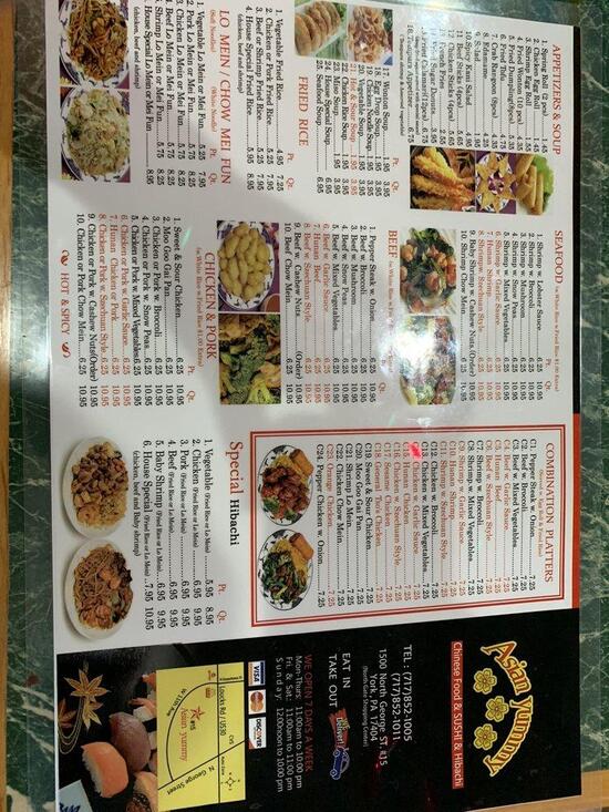 Menu at Asian Yummy restaurant, York