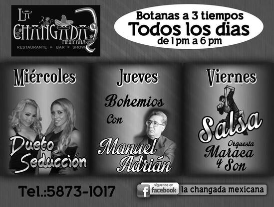 Menu at La Changada Mexicana pub & bar, Cuautitlán Izcalli