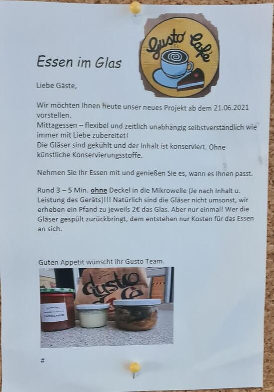 Menu at Gusto-Café, Nuremberg
