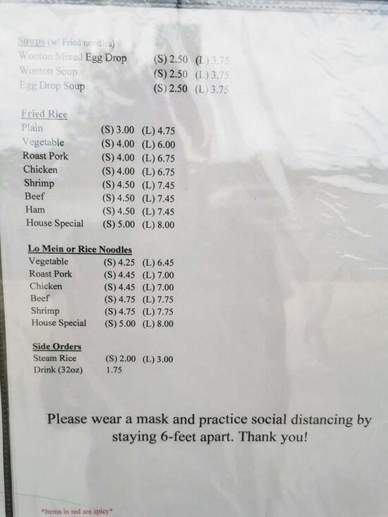 Menu at Winn Buffet restaurant, Hartsville, Retail Row