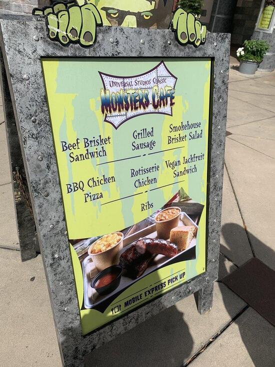Menu at Universal Studios' Classic Monsters Cafe, Orlando