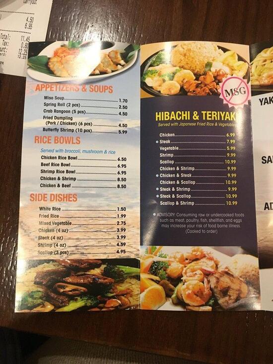 Menu at Fuji express restaurant, Stockbridge