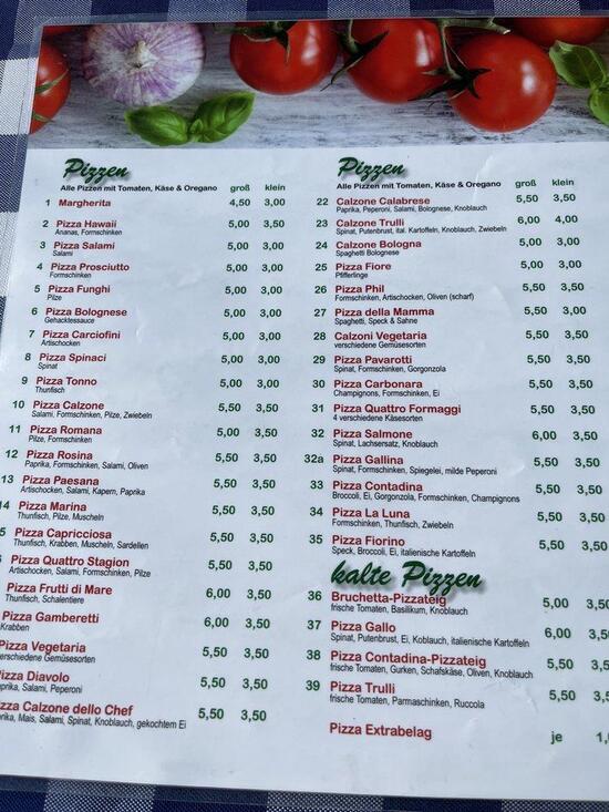Carta de Pizzeria Trulli, Bochum, Castroper Str. 238