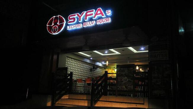 Menu at SYFA's Lechon Belly House restaurant, Philippines