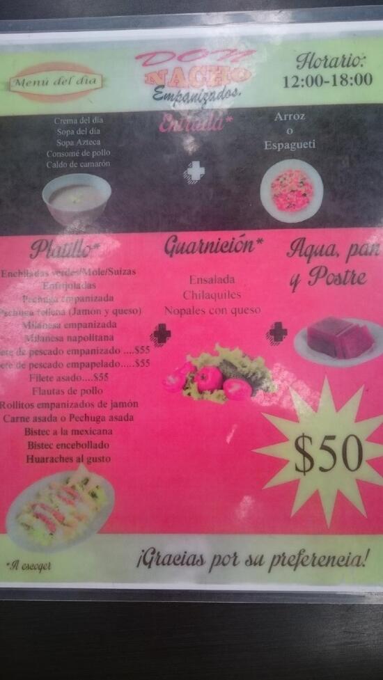 Menu at DON NACHO empanizados restaurant, Ecatepec de Morelos