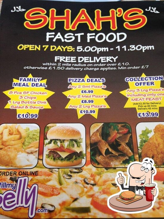 Menu at Shah's Fast Food, Nottingham