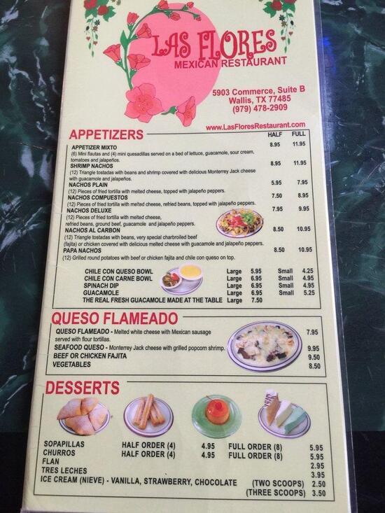 Menu at Las Flores Mexican Restaurant Inc, Wallis