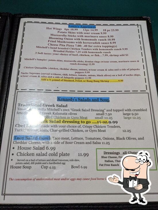 Menu at Mitchells Restaurant, Blackstone