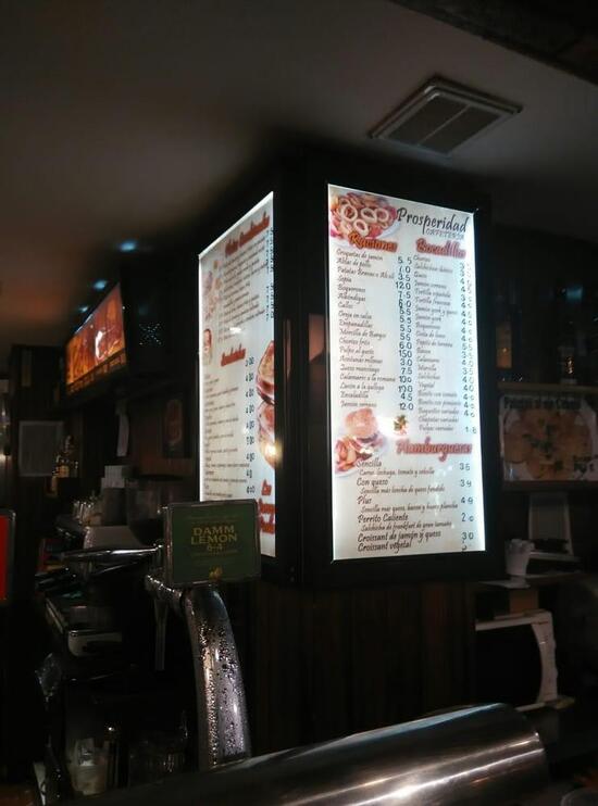 Menu at Cafeteria Restaurante, Madrid, Avenida de América