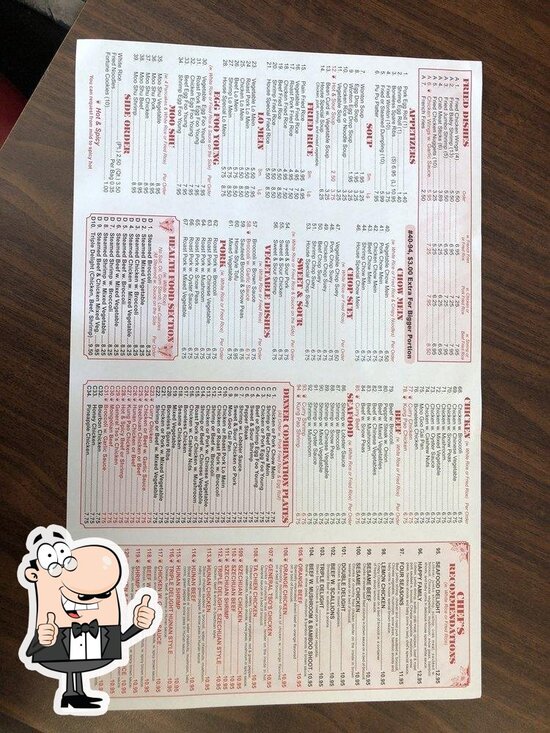 Menu at Yum's Chinese Food restaurant, Sebring, U.S. Hwy 27 S