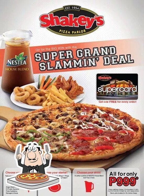 Menu at Shakey's Camp John Hay pizzeria, Baguio