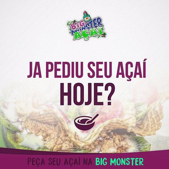 Menu at Big Monster Açai cafeteria, Caruaru