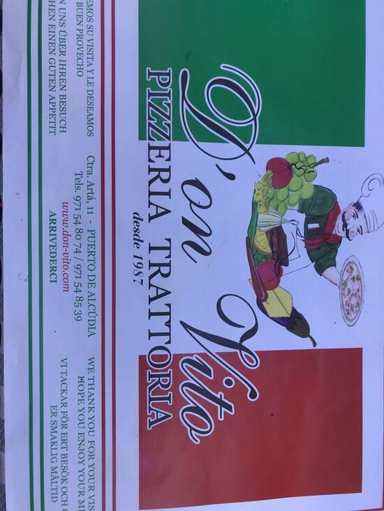 Menu at Don Vito, Alcúdia, Carretera Arta 11