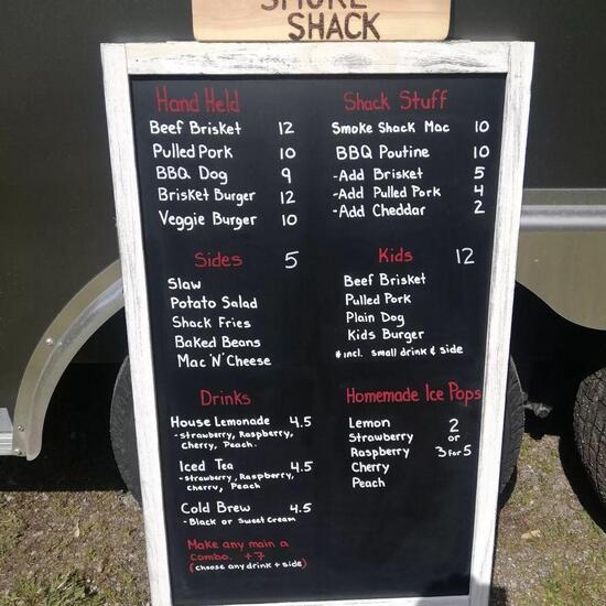 Menu at Summerland Smoke Shack restaurant, Summerland