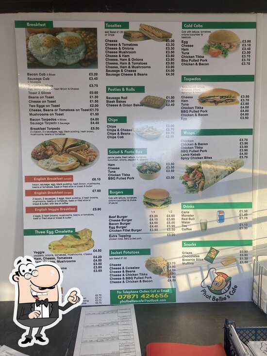Menu at Phat Bellies Cafe, Coalville