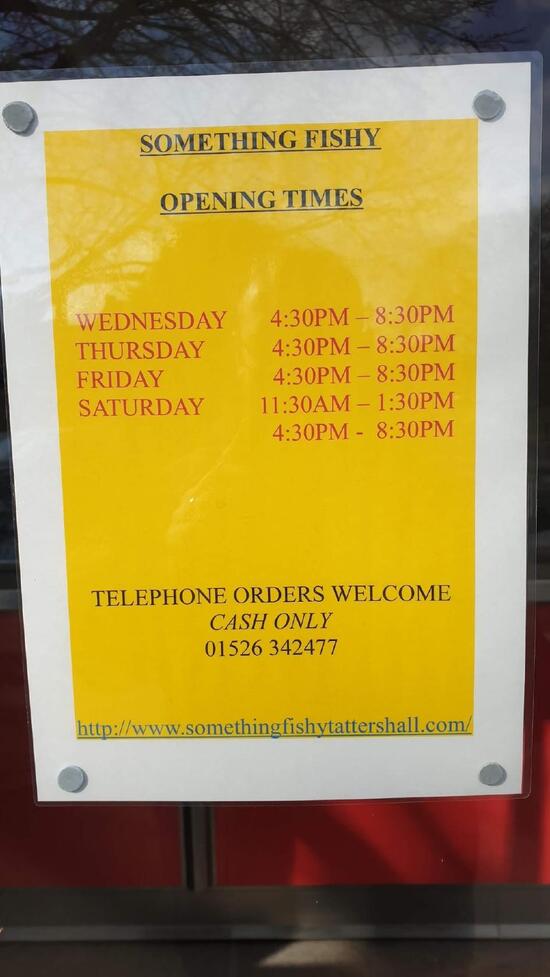 Menu at Something Fishy restaurant, Coningsby