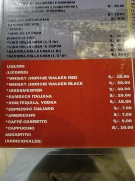 Menu at Da Alessandro Pizzeria E Trattoria, San Isidro